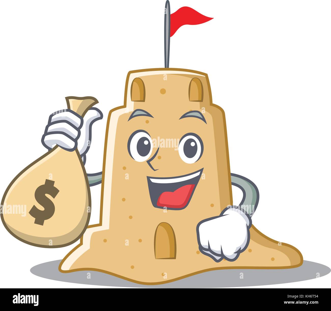 With money bag sandcastle character cartoon style Stock Vector Image ...