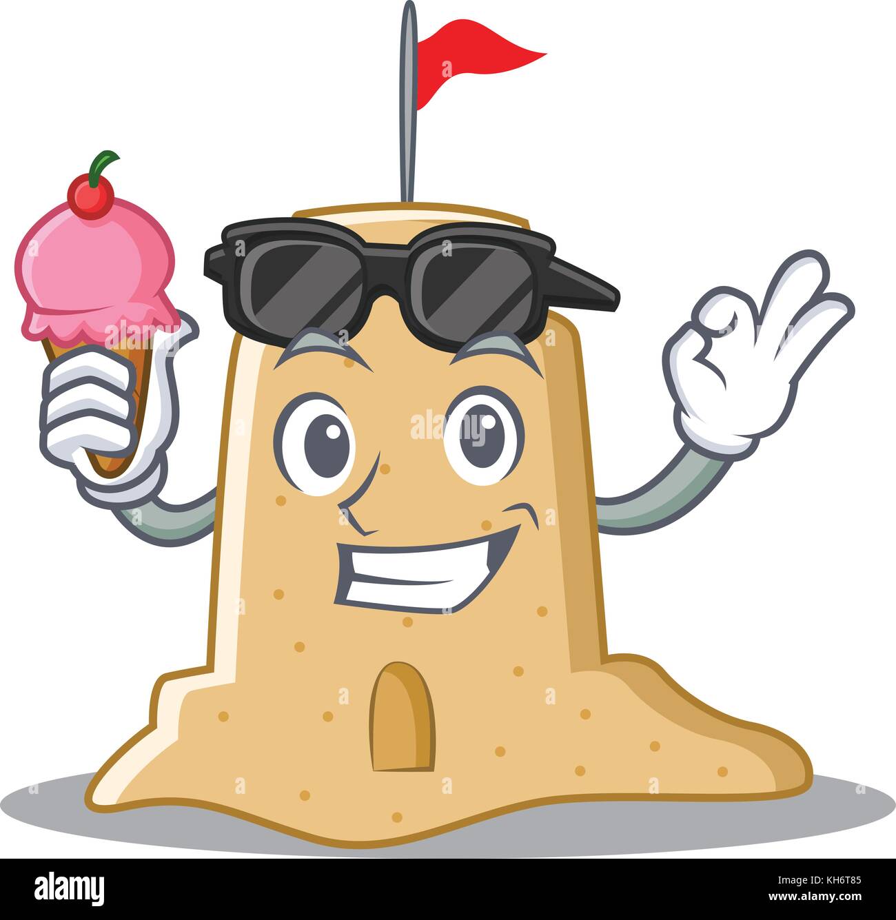With ice cream sandcastle character cartoon style Stock Vector Image ...