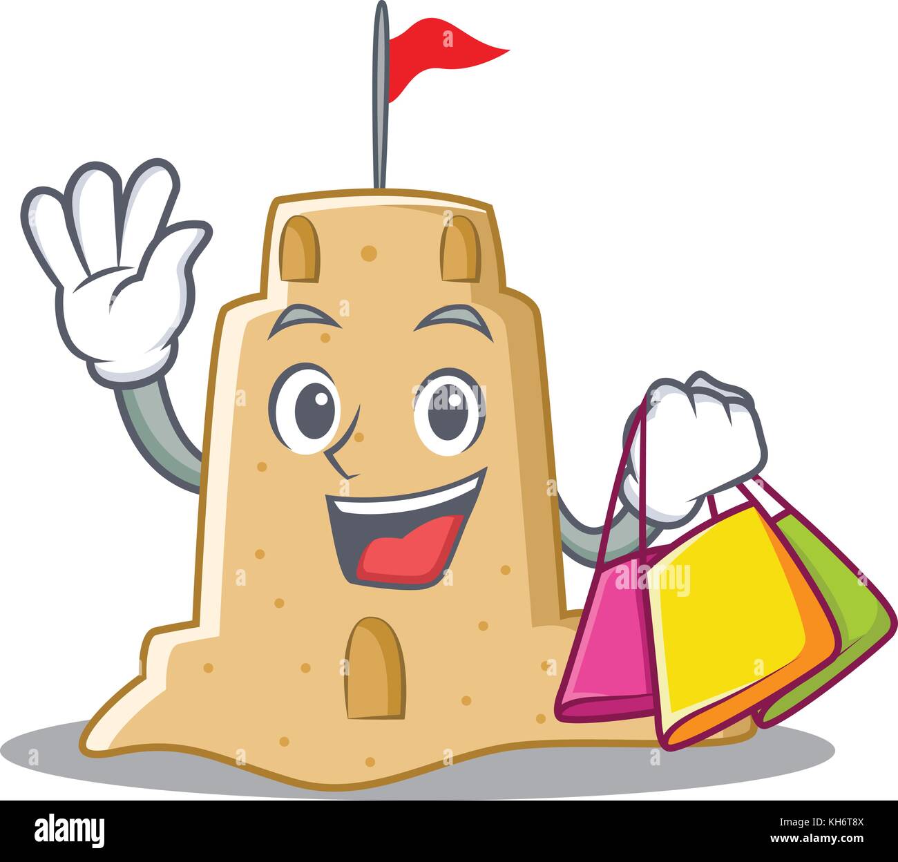 Shopping sandcastle character cartoon style Stock Vector Image & Art ...