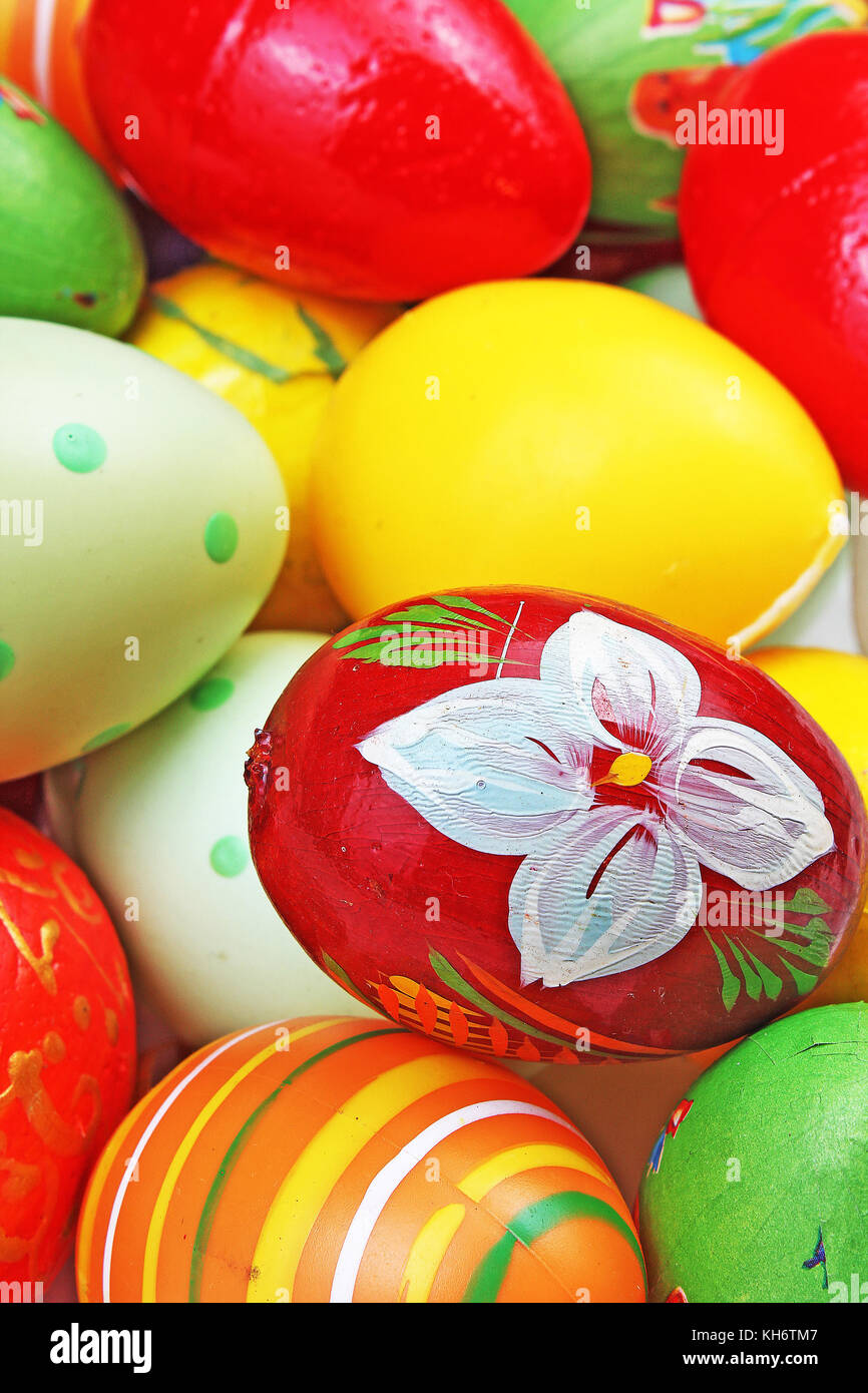 Red yellow easter egg teyture. Easter eggs Stock Photo - Alamy