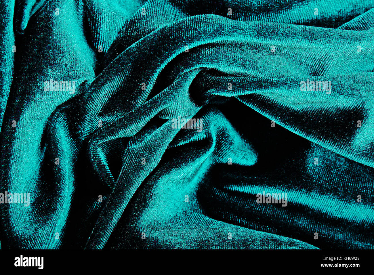 Blue turquoise velvet fabric cloth Stock Photo - Alamy