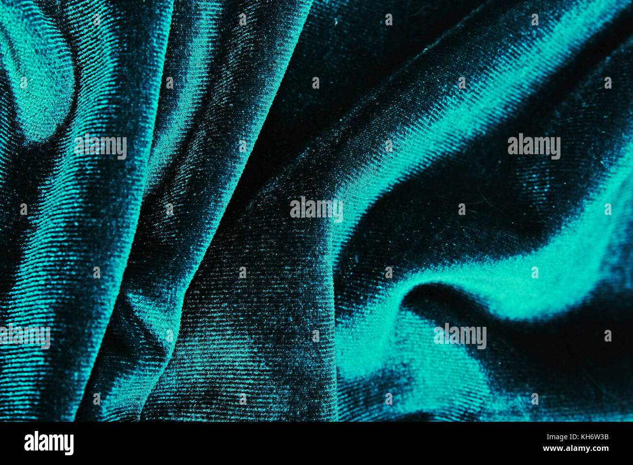 Blue turquoise velvet fabric cloth Stock Photo - Alamy