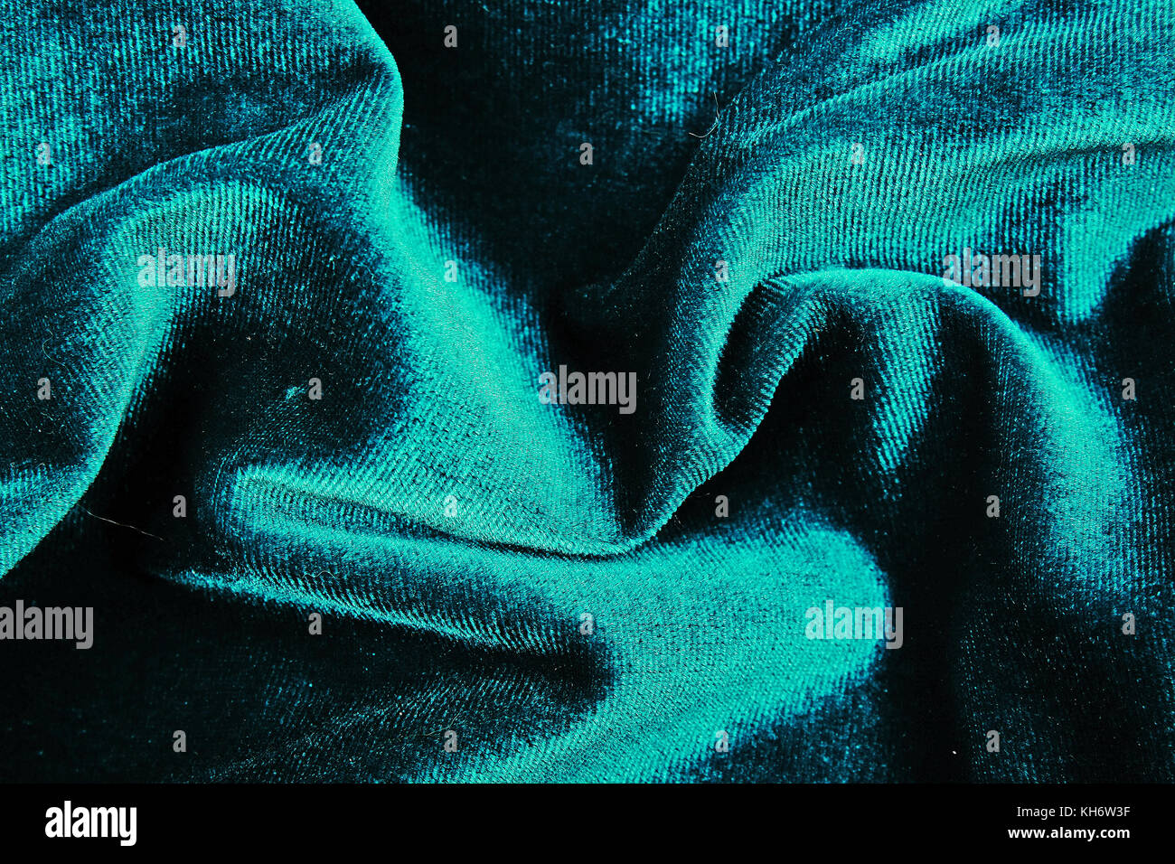 Blue turquoise velvet fabric cloth Stock Photo - Alamy