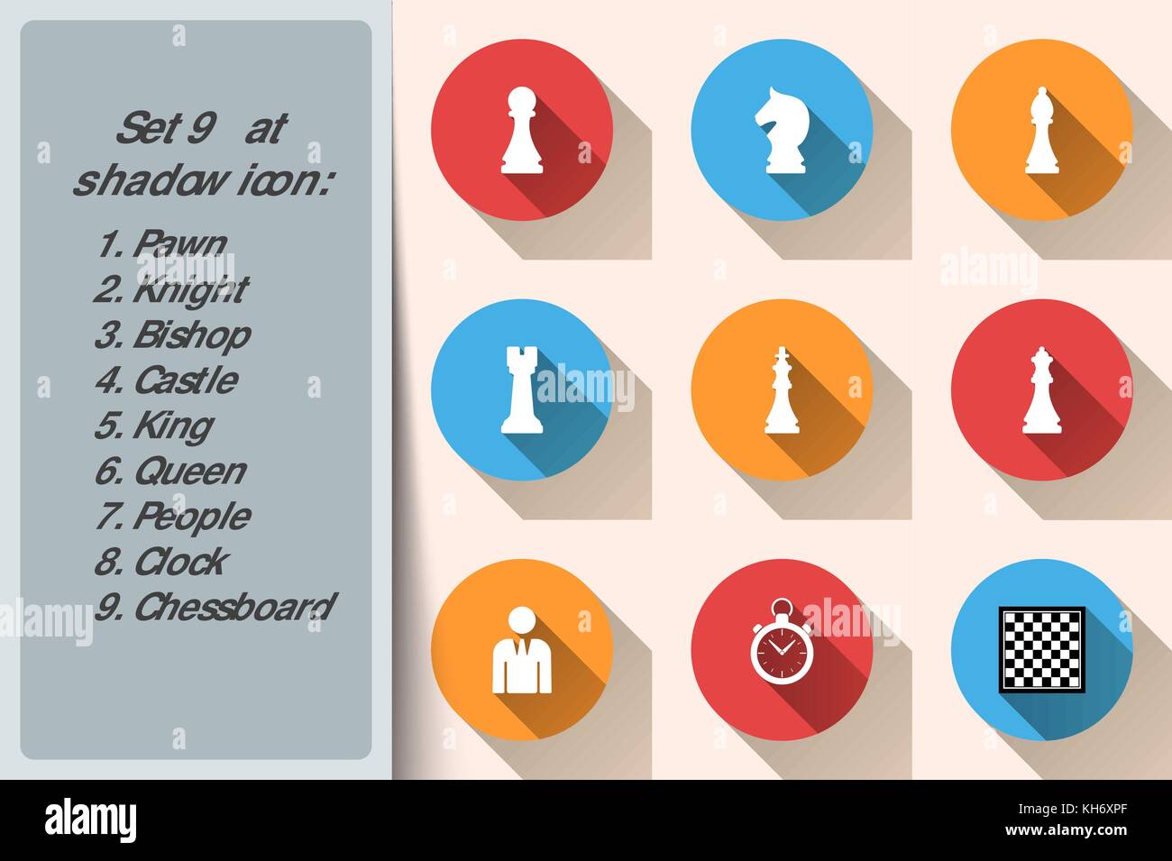 chess icon King, Queen, Castle, Bishop, Knight, Pawn Stock Vector Image ...