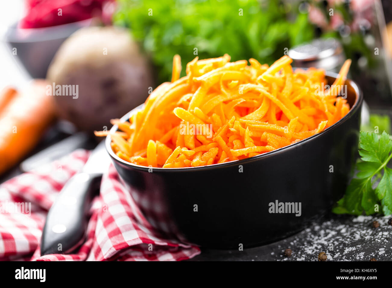 Fresh grated carrot Stock Photo - Alamy