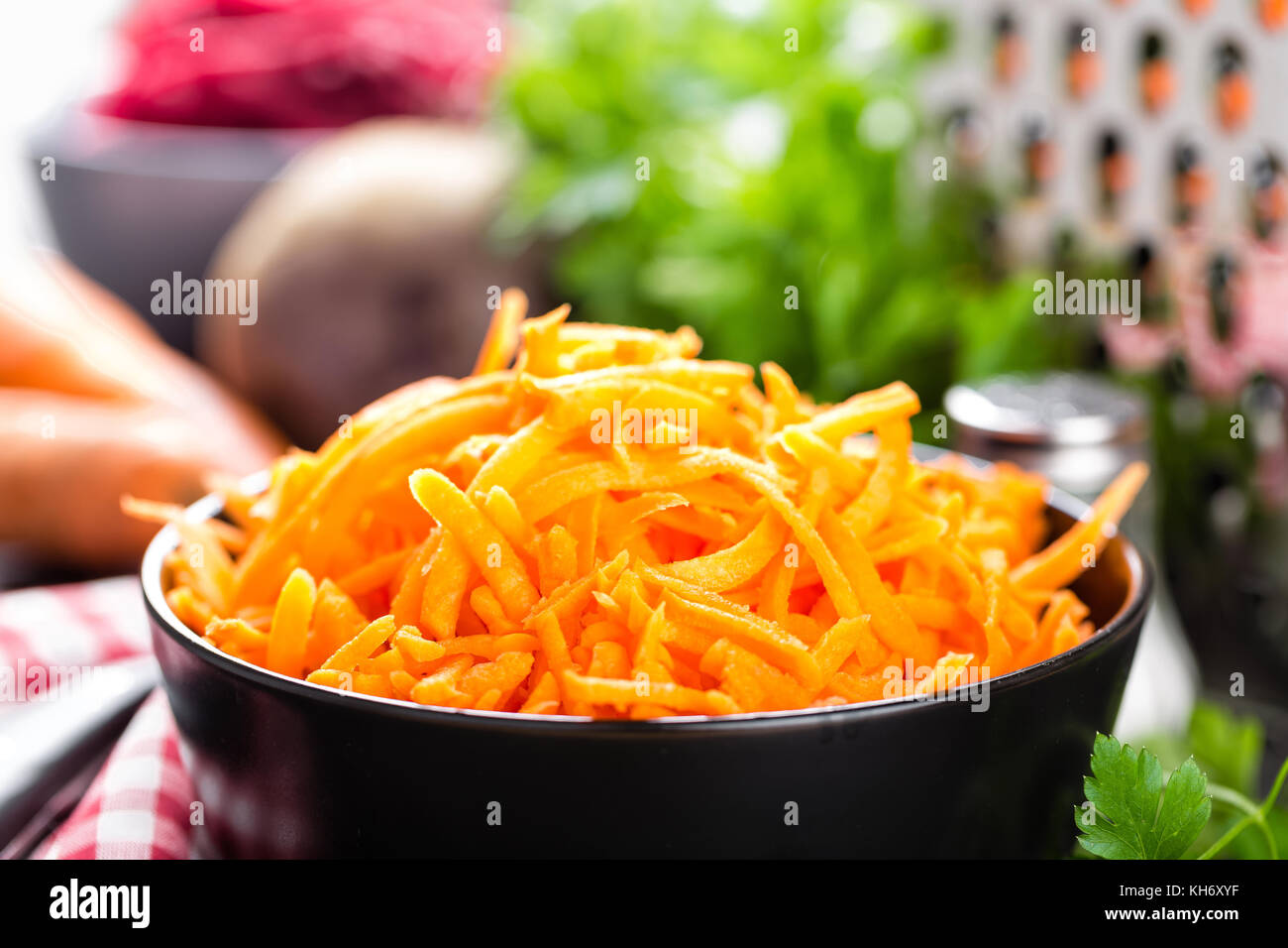 Fresh grated carrot Stock Photo - Alamy