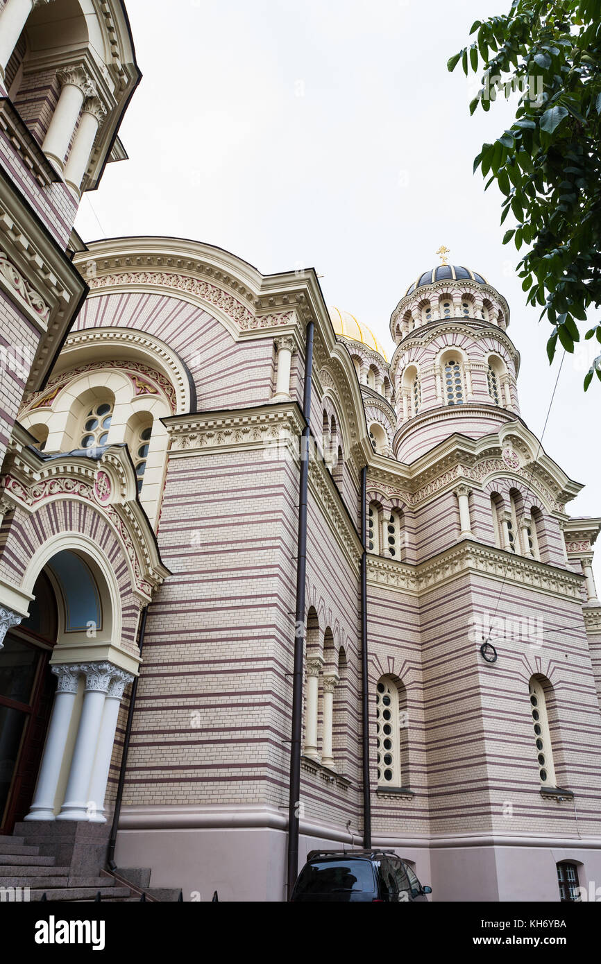 travel to Latvia - towers of Latvian Eastern Orthodox Church, Nativity ...