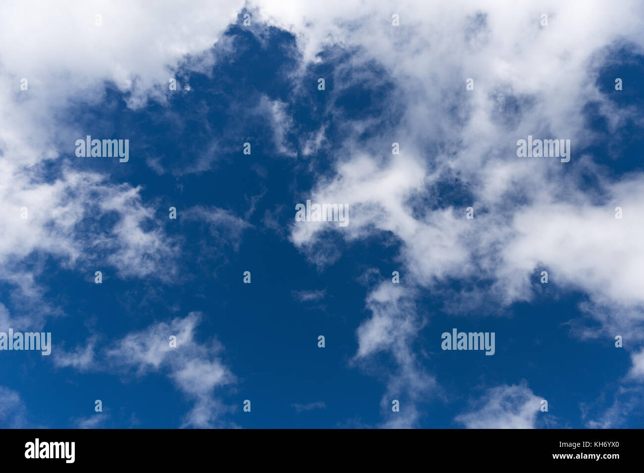 View of blue sky with moving clouds due to blowing wind storm during ...