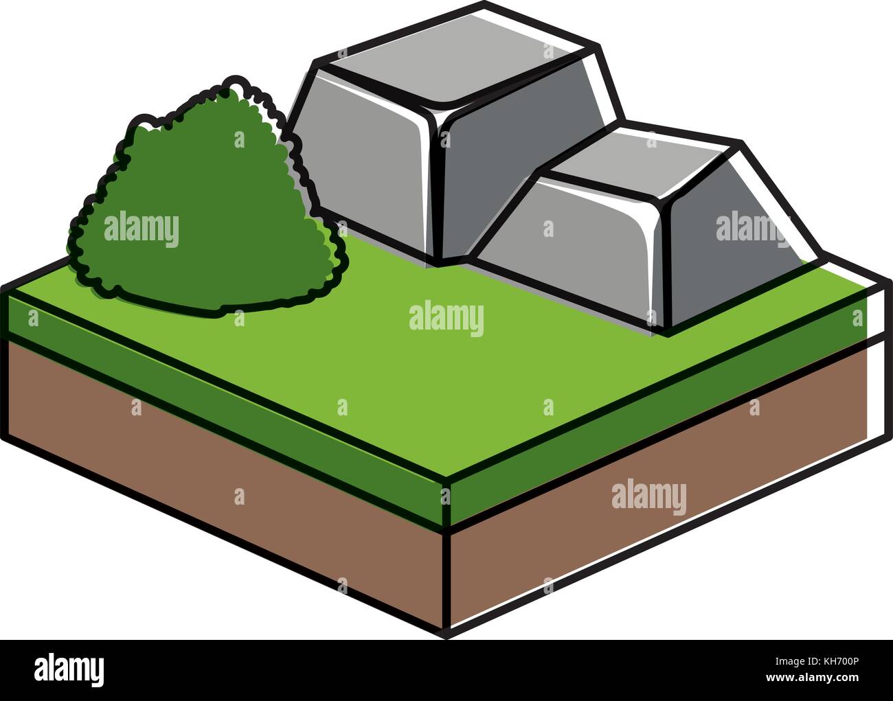 Isometric bush and stone design Stock Vector Image & Art - Alamy