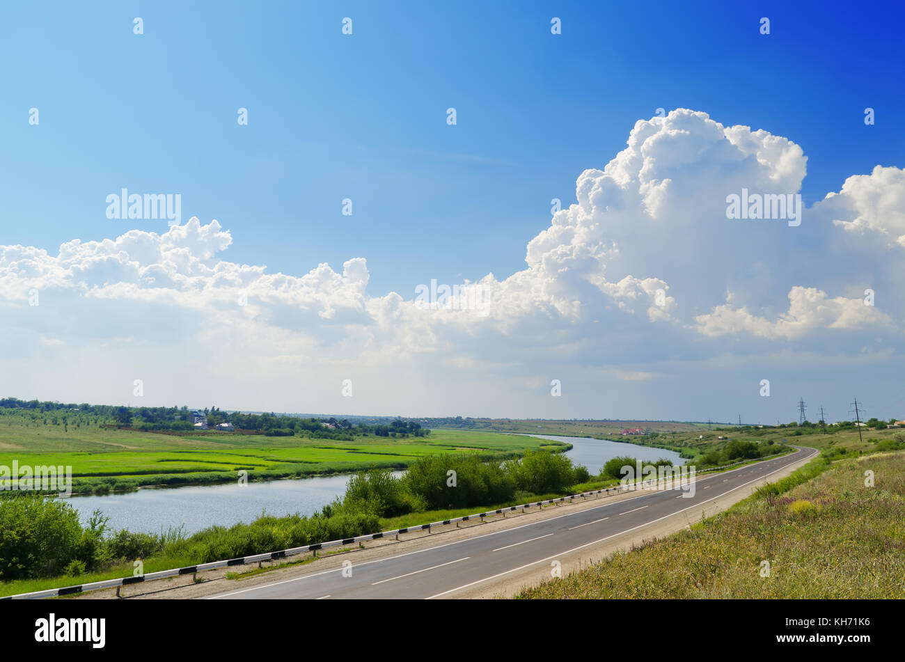 two way: road and river Stock Photo - Alamy