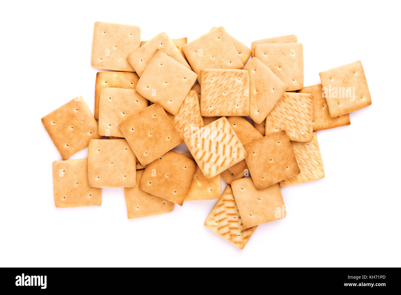 light breakfast, crackers lined up in two rows, isolated on white ...