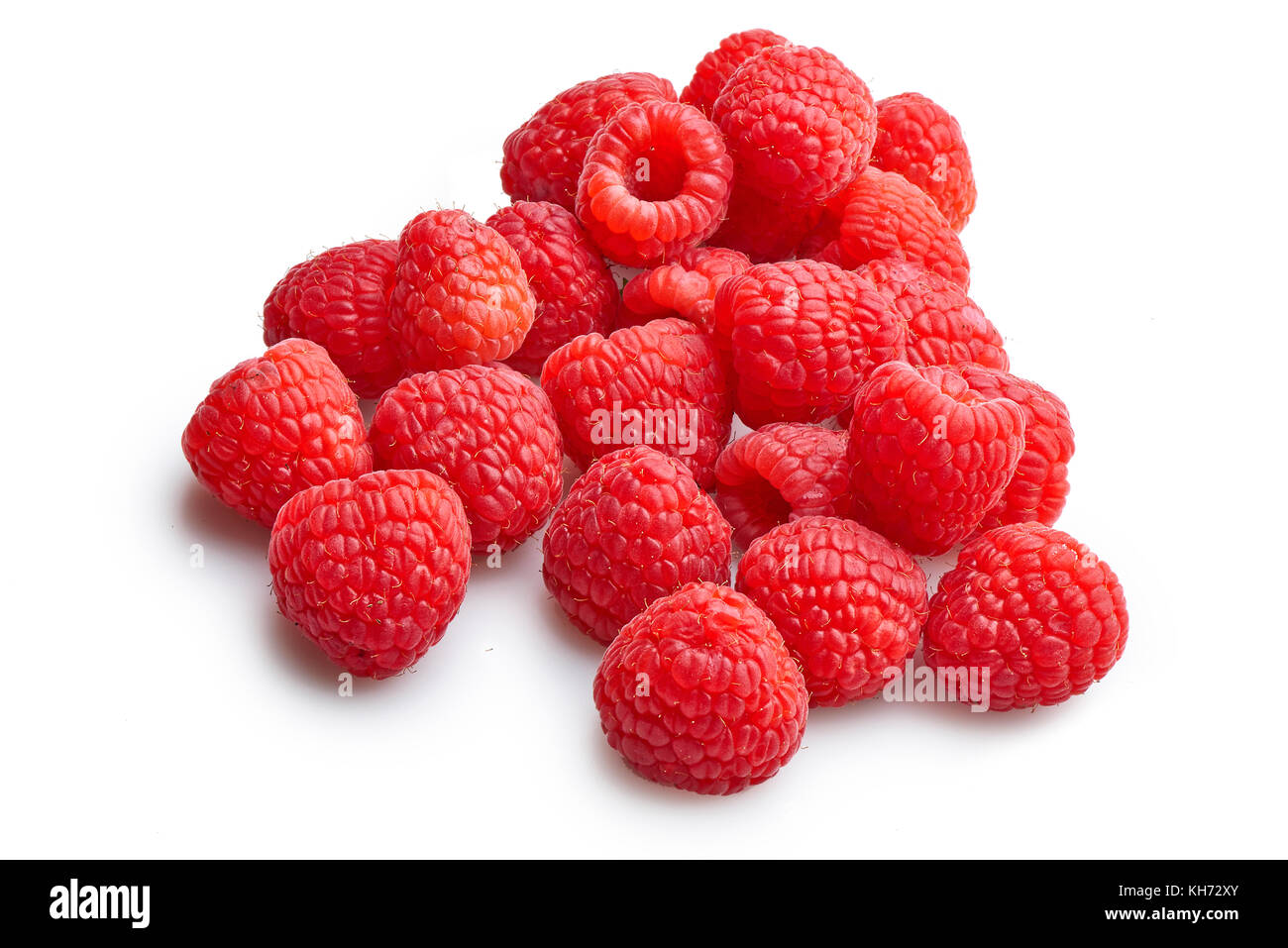 Lot of organic raspberries on white background Stock Photo - Alamy