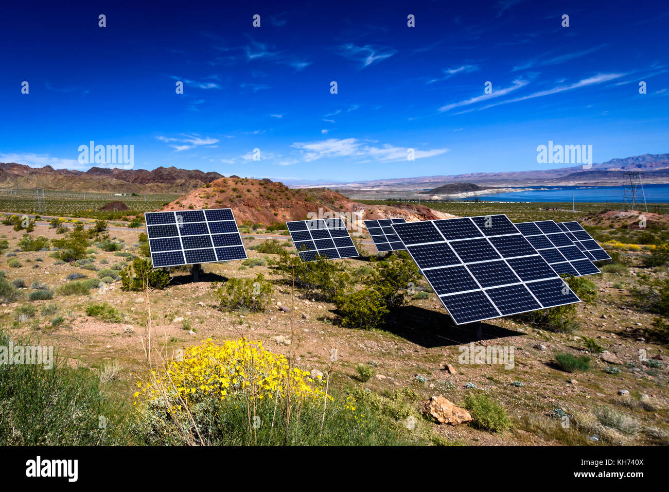 A solar panel arry in Nevada off of Lake Mead Stock Photo - Alamy