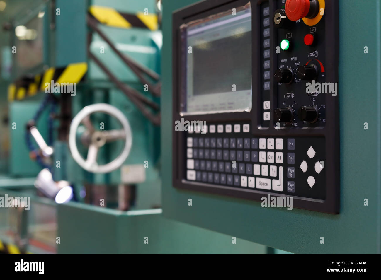 Control panel of the CNC metalworking machine. Selective focus Stock ...
