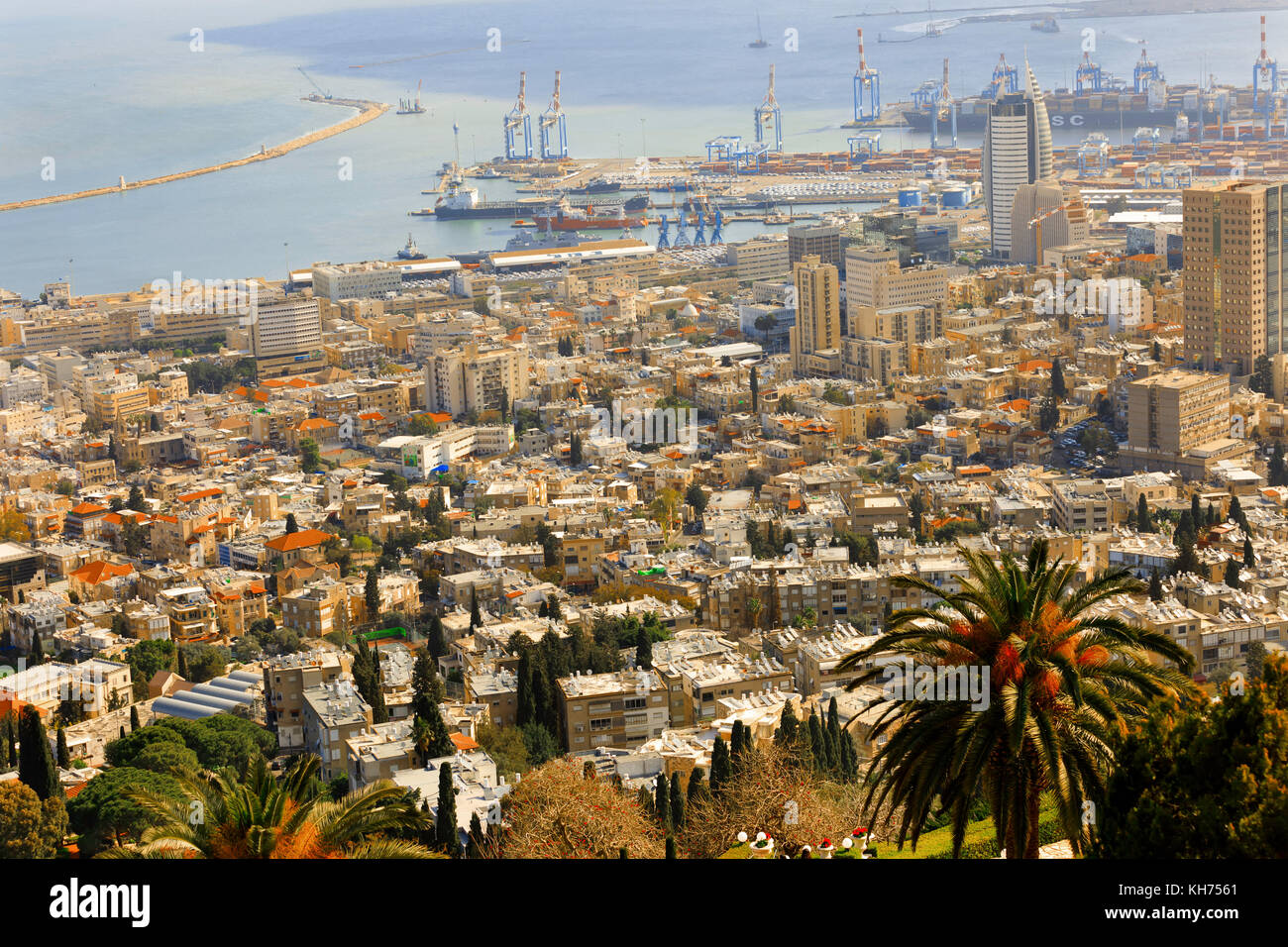 Haifa, Israel-March 13, 2017: Street view of the Mediterranean Port of ...