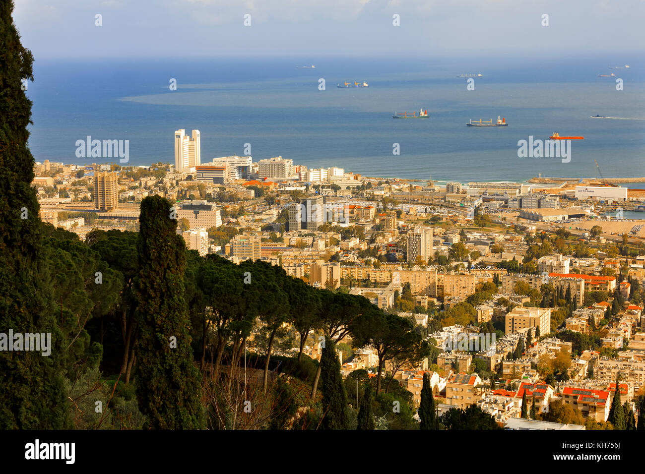 Haifa, Israel-March 13, 2017: Street view of the Mediterranean Port of ...