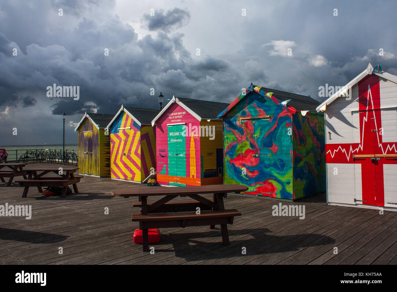 beach huts in the rain Stock Photo - Alamy