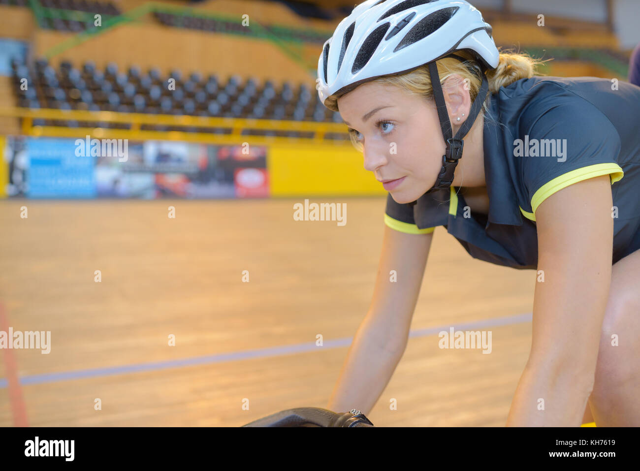 Female cyclist in action Stock Photo - Alamy