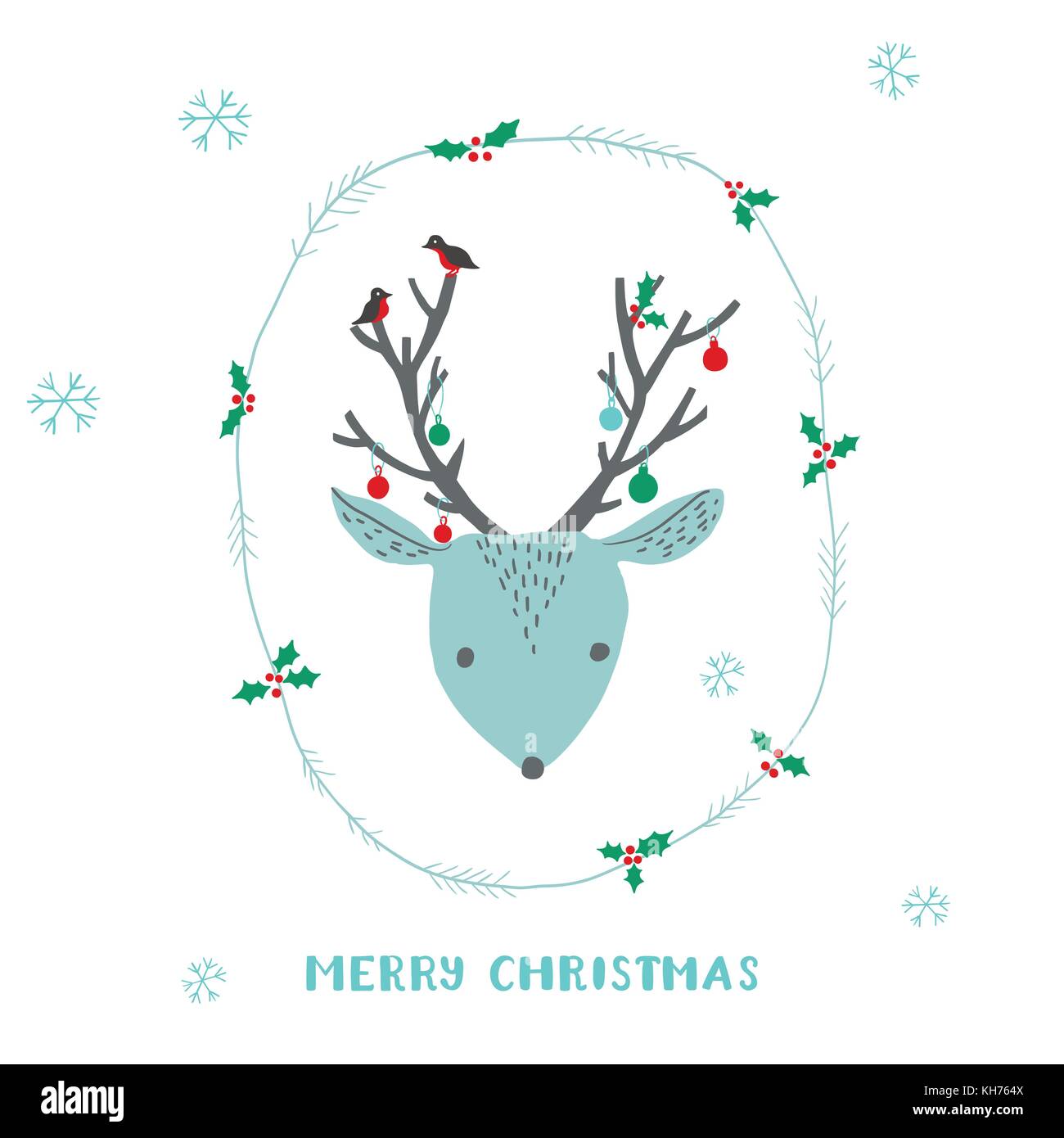 Doodle black deer ornament Cut Out Stock Images & Pictures - Alamy