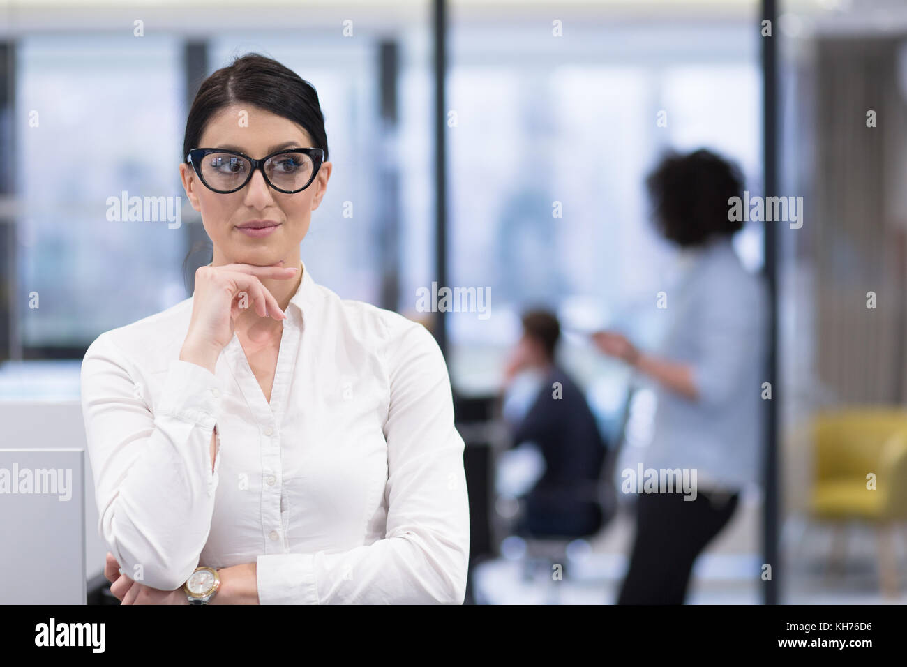 Portrait Of Successful Businesswoman Entrepreneur At Busy startup ...