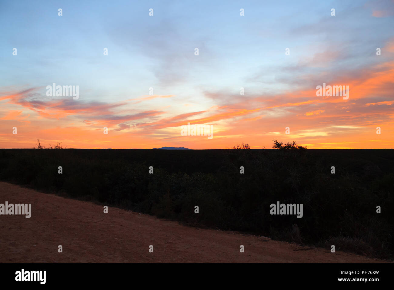 Sunset from Addo Elephant National Park, South Africa. Dramatic sky ...