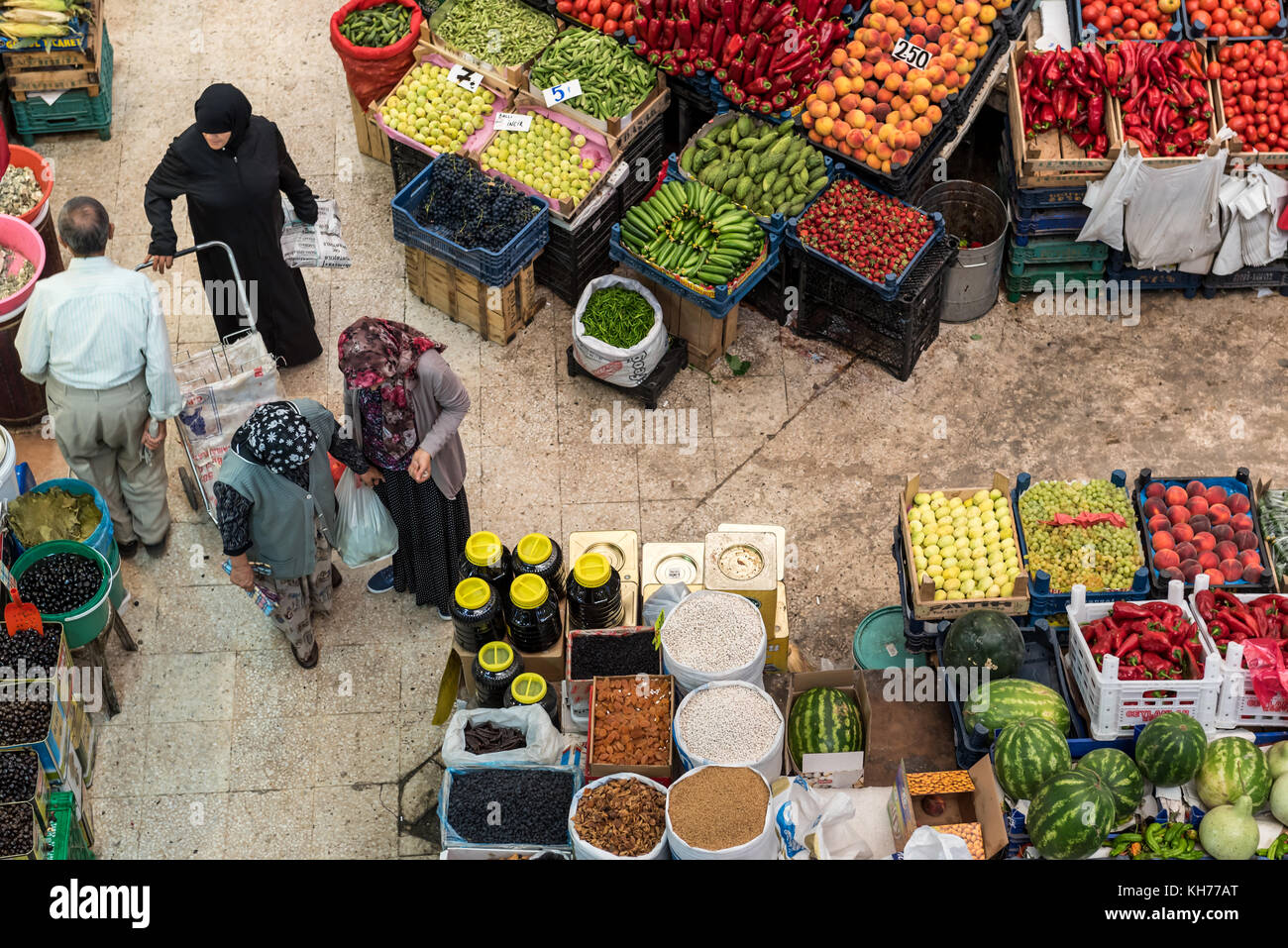 Top view of popular Melike Hatun Bazaar or kadinlar pazari(Women Bazaar ...