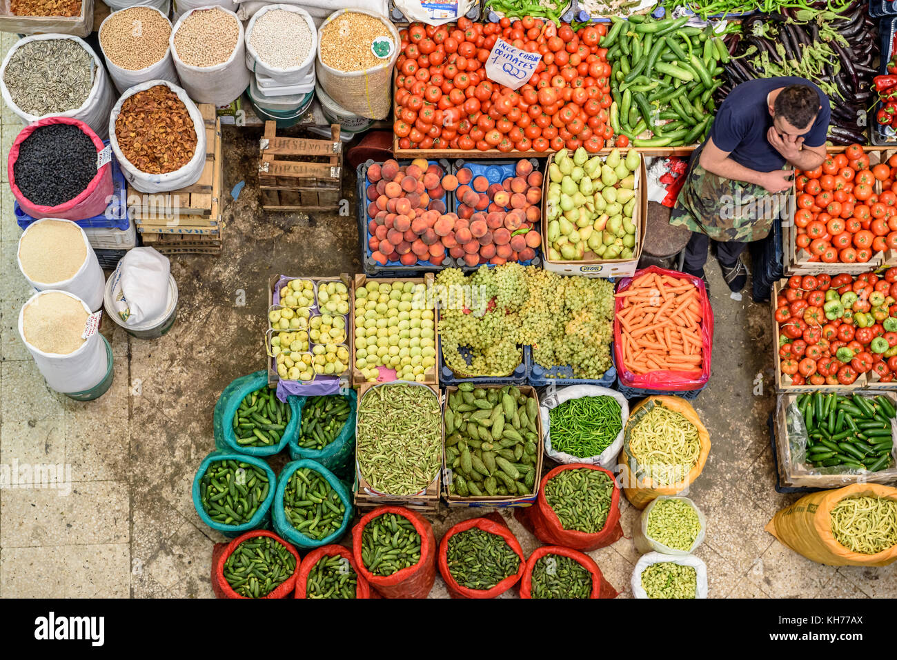 Top view of popular Melike Hatun Bazaar or kadinlar pazari(Women Bazaar ...