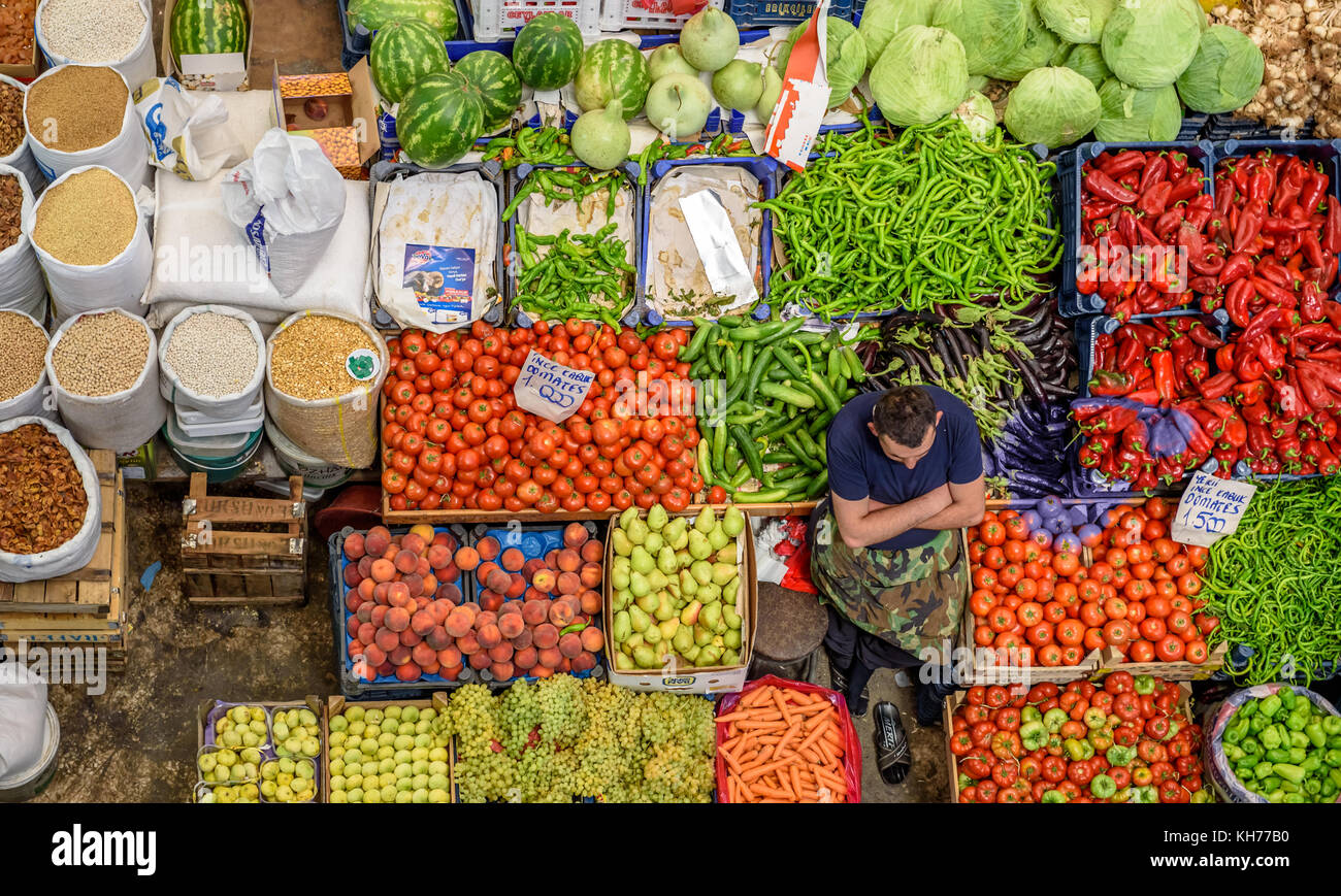 Top view of popular Melike Hatun Bazaar or kadinlar pazari(Women Bazaar ...