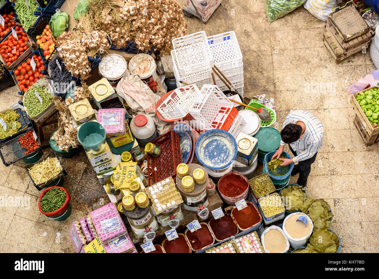 Top view of popular Melike Hatun Bazaar or kadinlar pazari(Women Bazaar ...