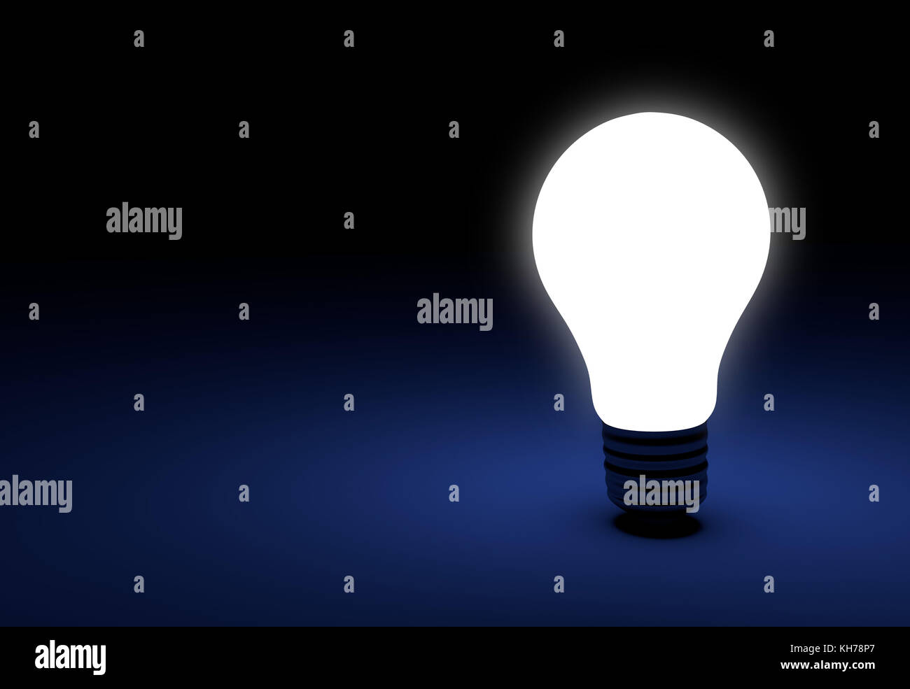 Lightbulb on in between turned off Lightbulbs Stock Photo - Alamy
