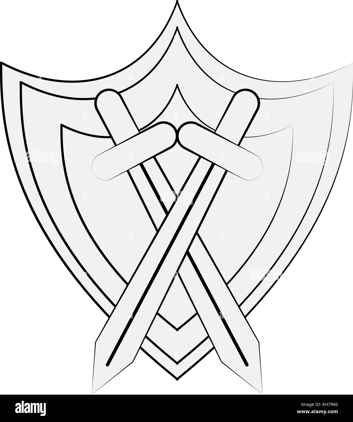 Shield with swords game item Stock Vector Image & Art - Alamy