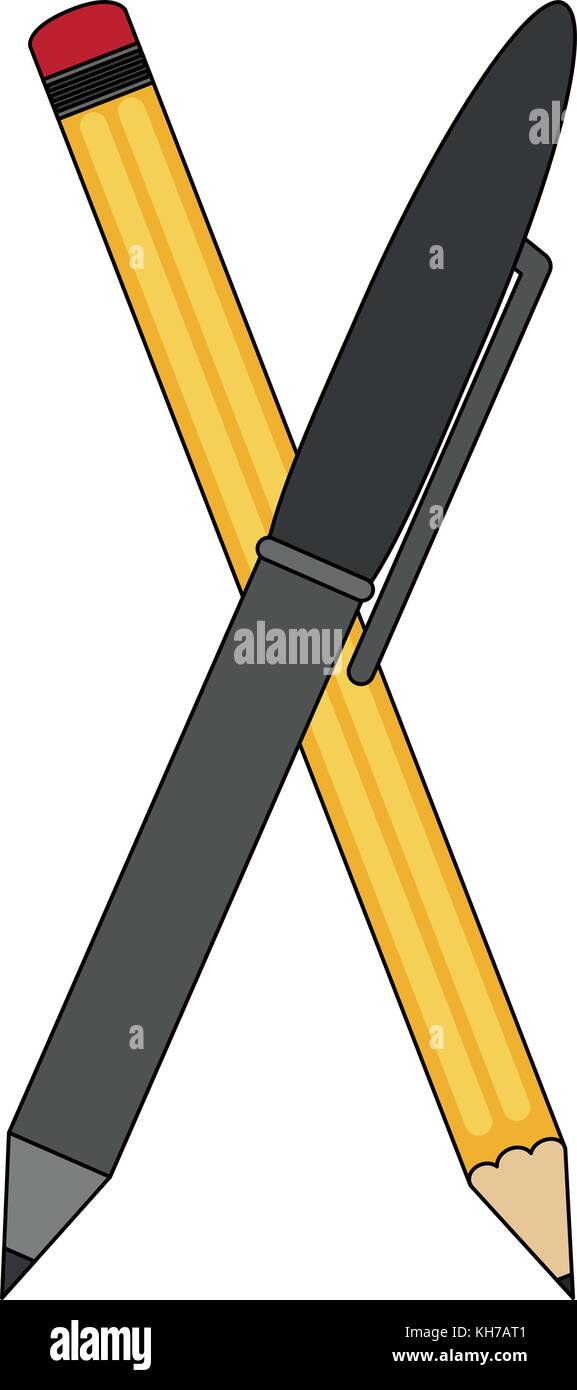 Pencil and pen crossed Stock Vector Image & Art - Alamy