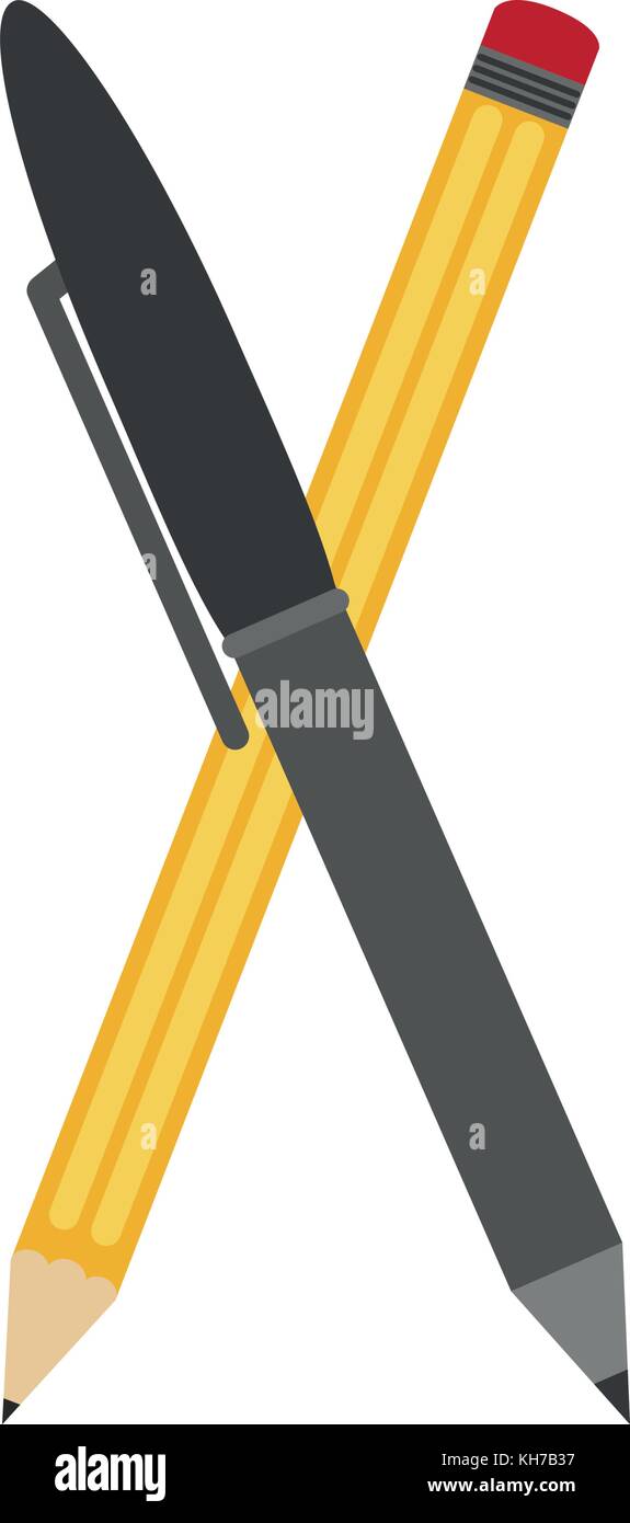 Pencil and pen crossed Stock Vector Image & Art - Alamy