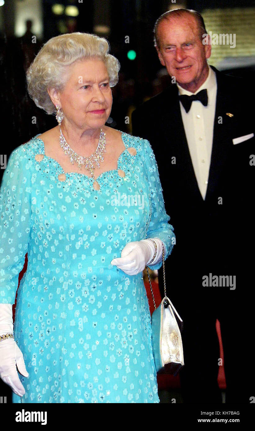 26/11/2001. Queen Elizabeth II and the Duke of Edinburgh arrive for the ...