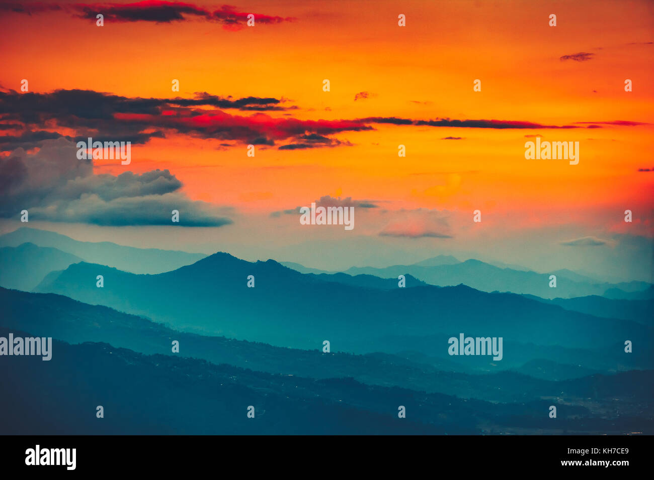 Magnificent sunset views of the mountain range Stock Photo - Alamy