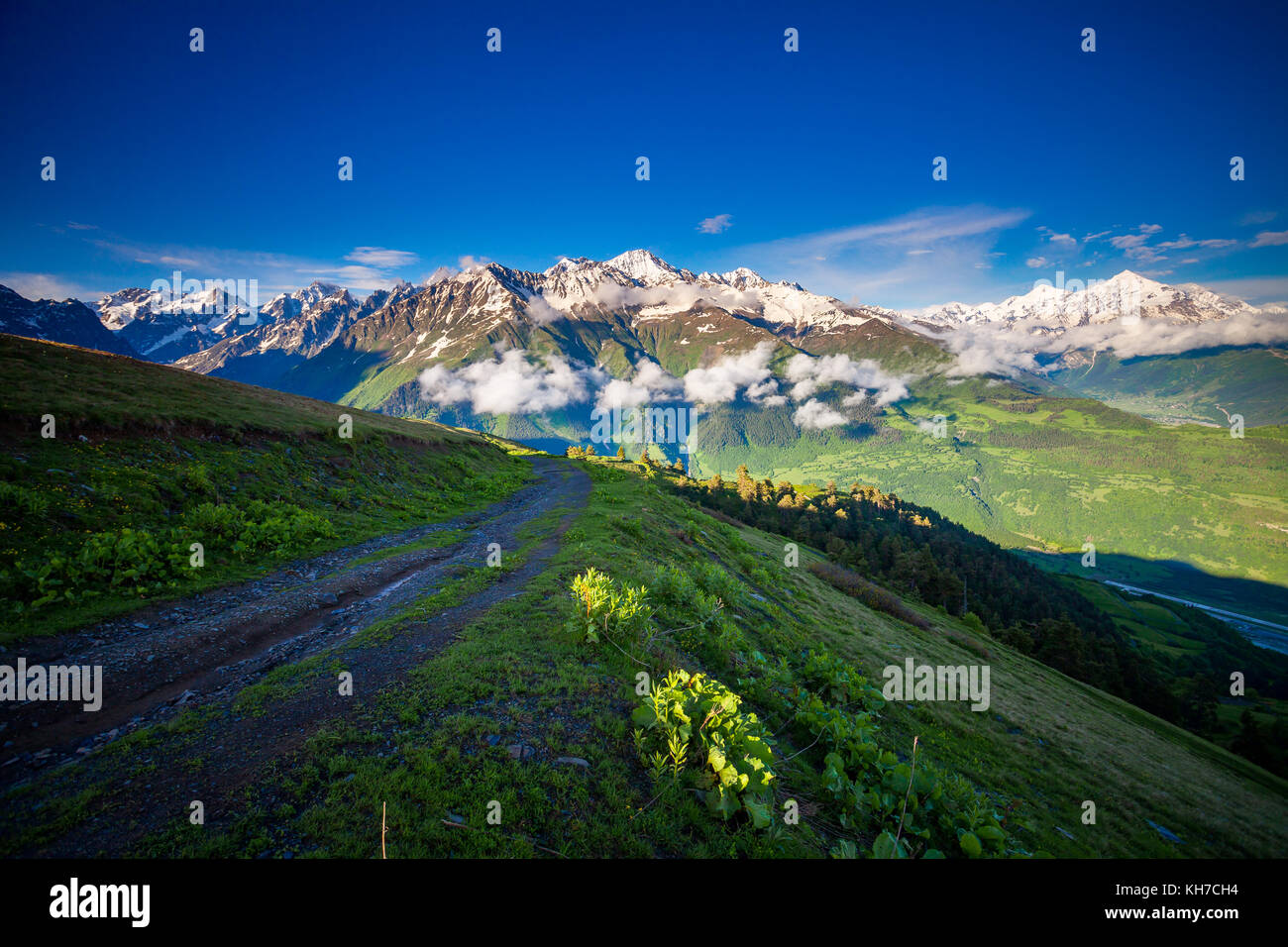 Mountain panorama summer landscape. Georgia Stock Photo - Alamy