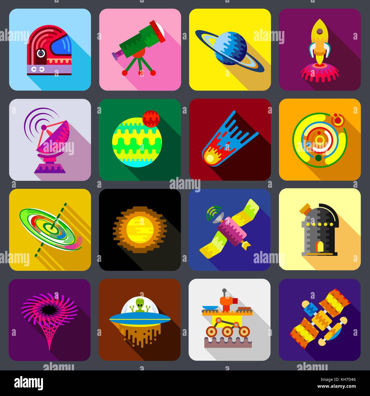 Space items icons set, flat style Stock Vector Image & Art - Alamy