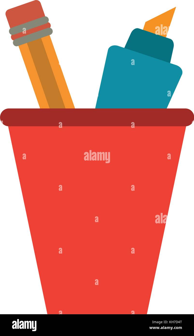 Marker and pencil in cup Stock Vector Image & Art - Alamy