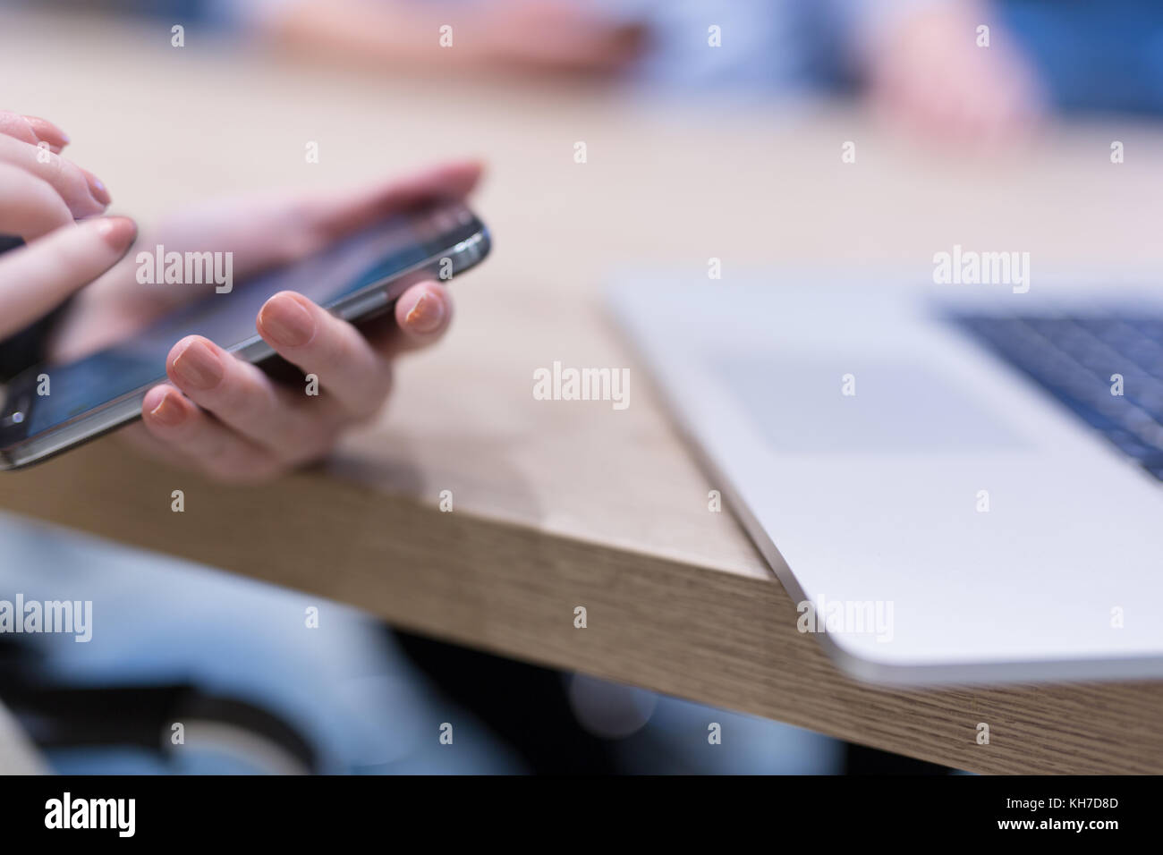 female manager using cell telephone in startup office interior Stock ...