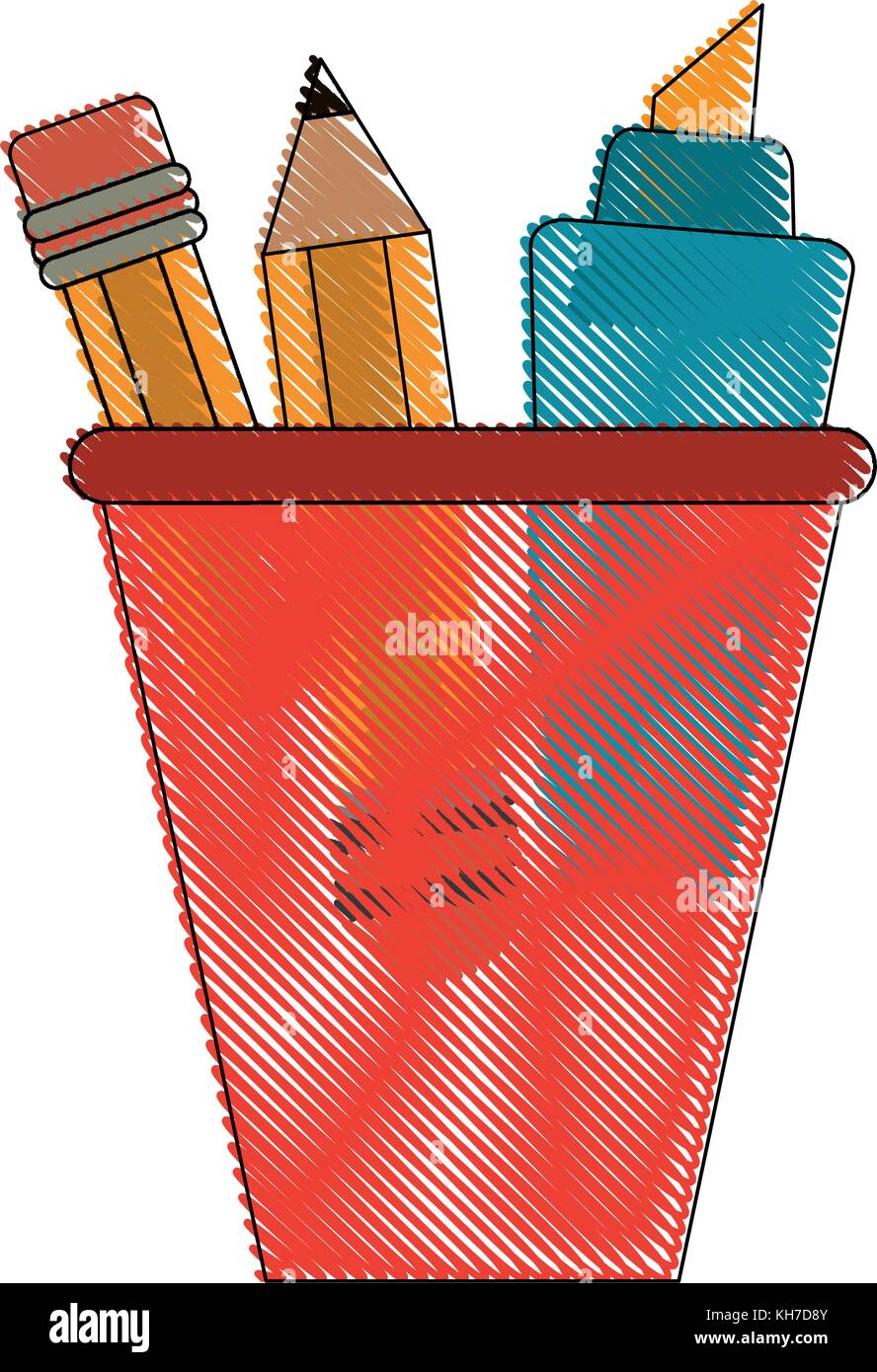 Marker and pencil in cup Stock Vector Image & Art - Alamy
