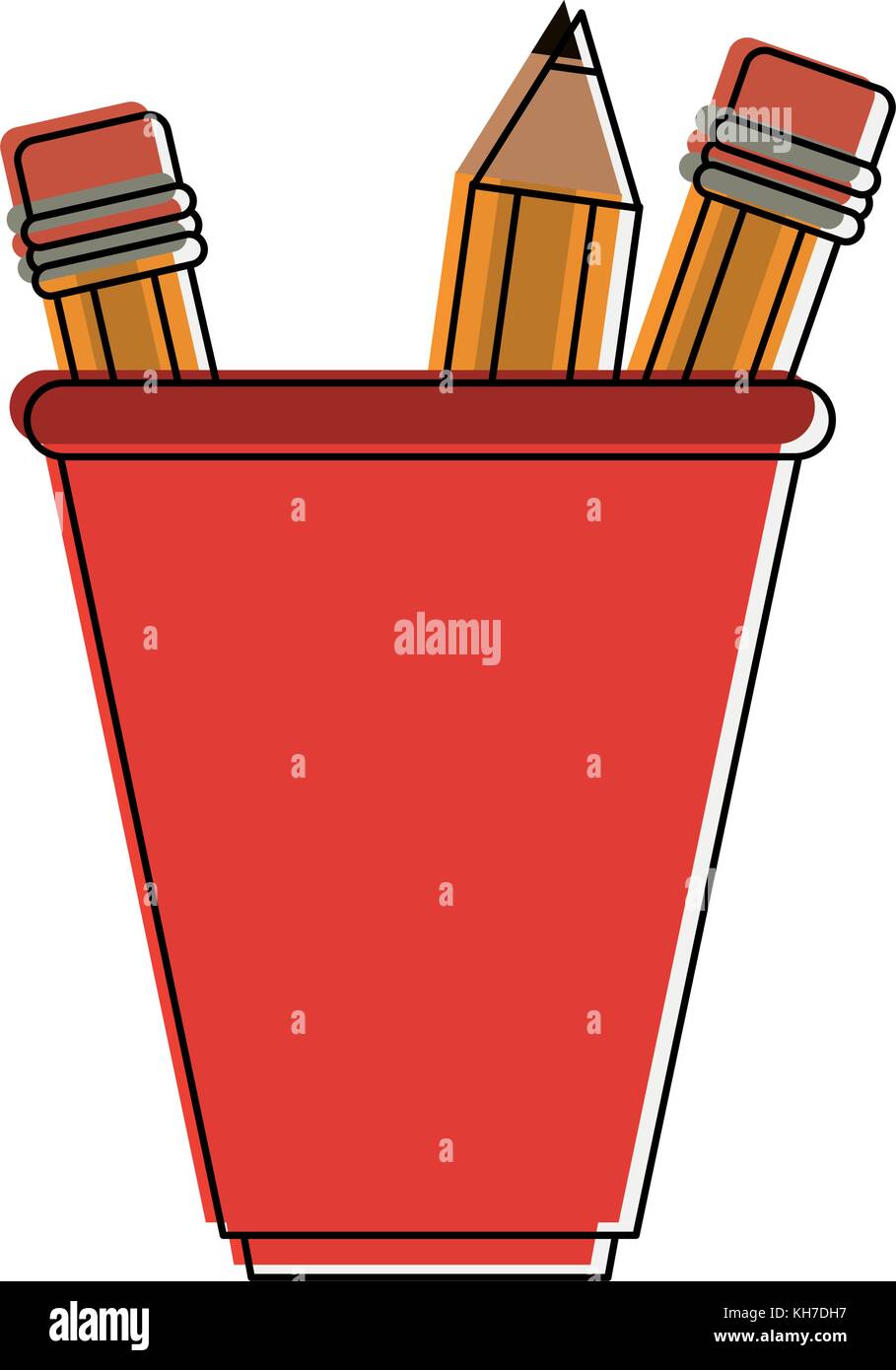 Marker and pencil in cup Stock Vector Image & Art - Alamy