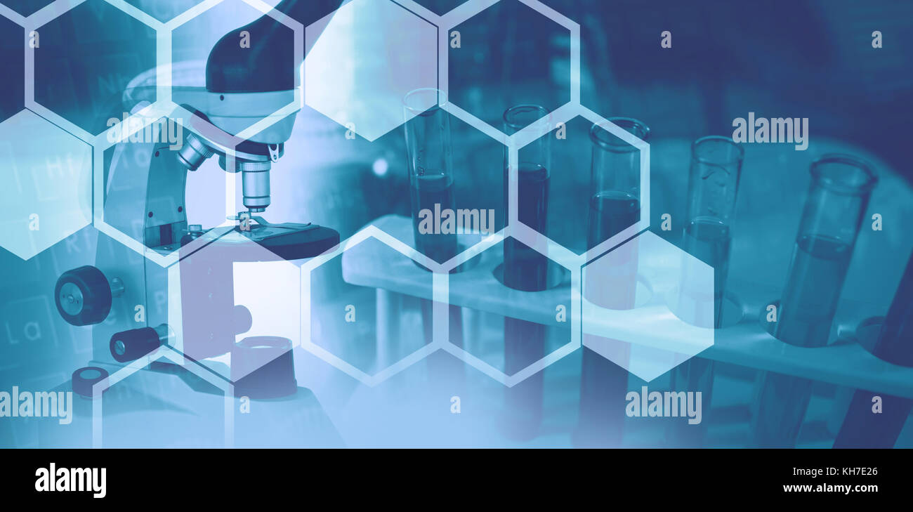 Background with microscope in laboratory Stock Photo - Alamy