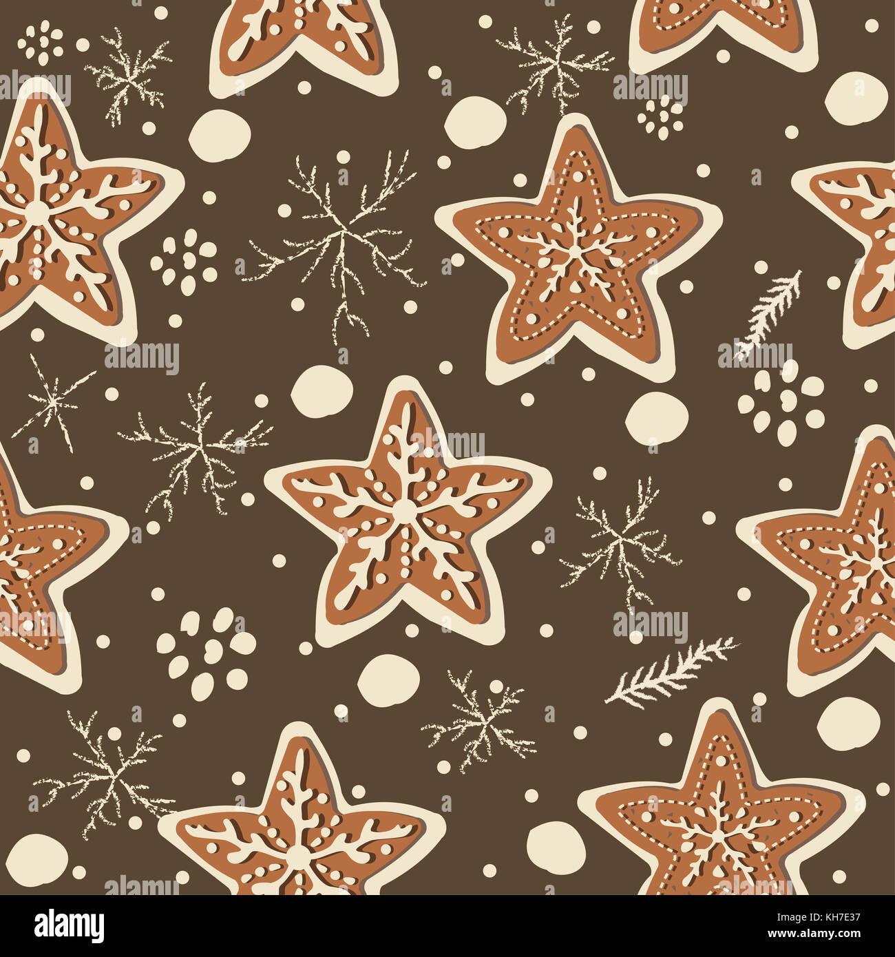 Cute Seamless Winter Background with gingerbread cookies. Winter ...