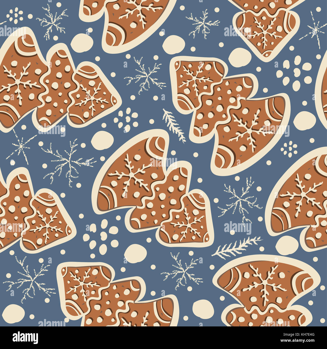 Cute Seamless Winter Background with gingerbread cookies. Winter ...