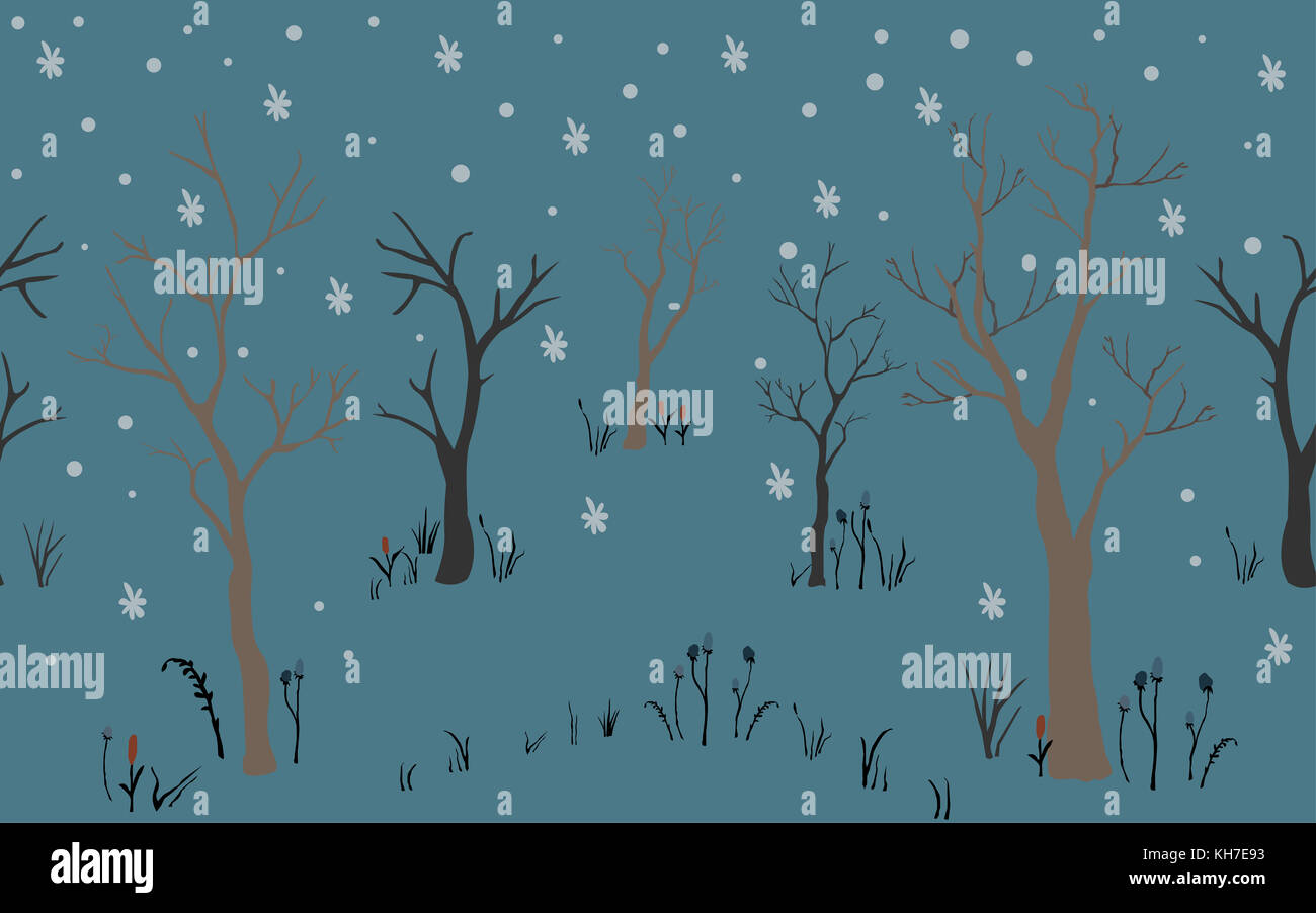 Seamless Pattern with beautiful trees. Vector Illustration Stock Photo ...