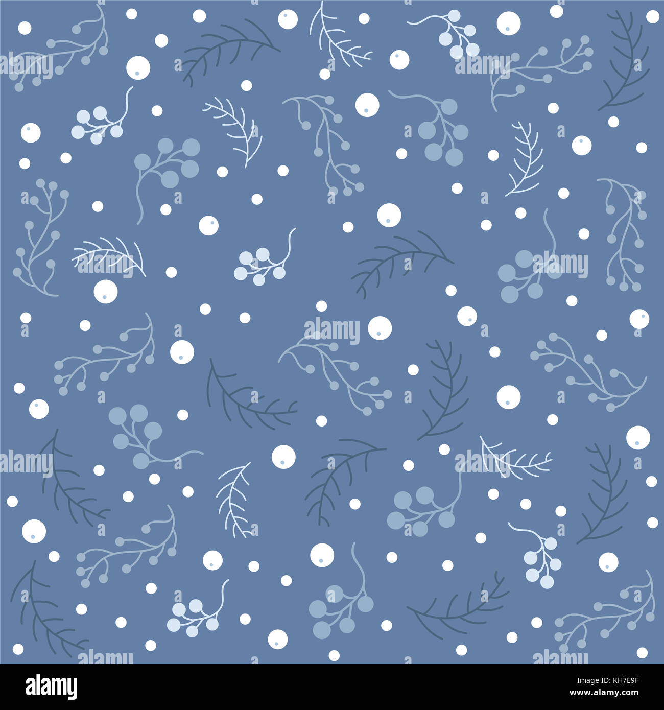 Cute Seamless Pattern with plants, berries and bubbles. Vector ...