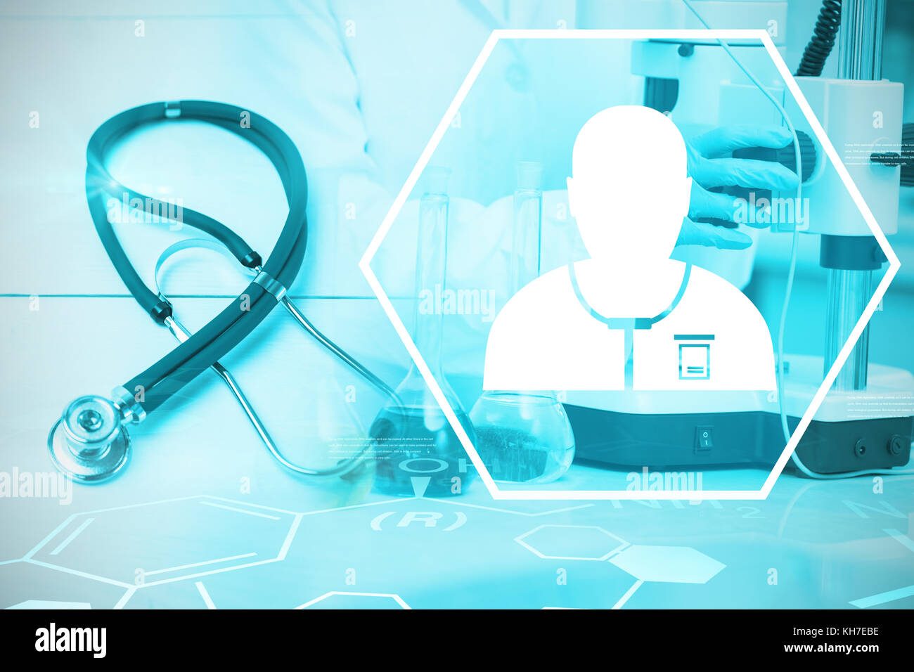 Digital background with doctor sign against stethoscope on desk Stock ...