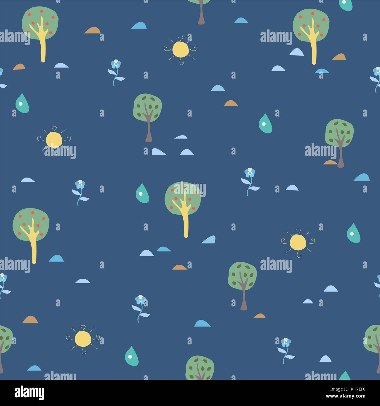 Small Tree Seamless Pattern. Small Sized trees. Vector Illustration ...