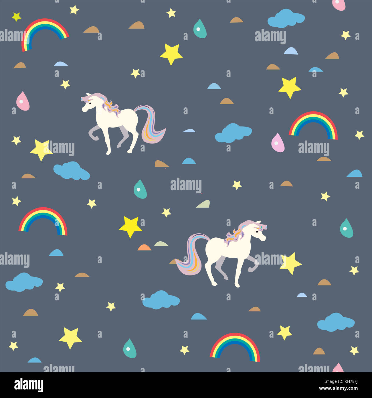 Unicorn with rainbow clouds stars hi-res stock photography and images ...