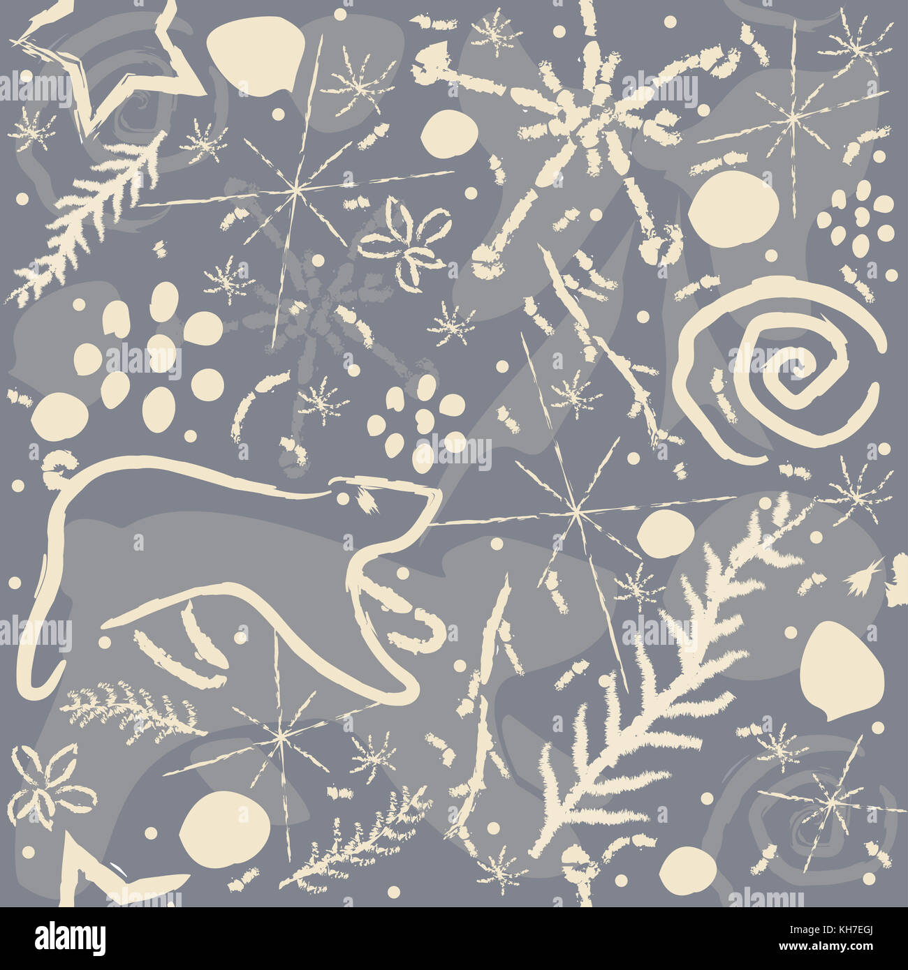 Winter Seamless Pattern with snowflakes and funny doodles. Vector ...